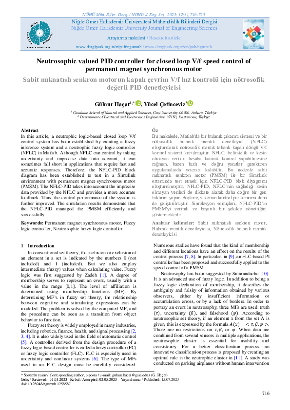 (PDF) Neutrosophic Valued PID Controller for Closed Loop V/f Speed ...