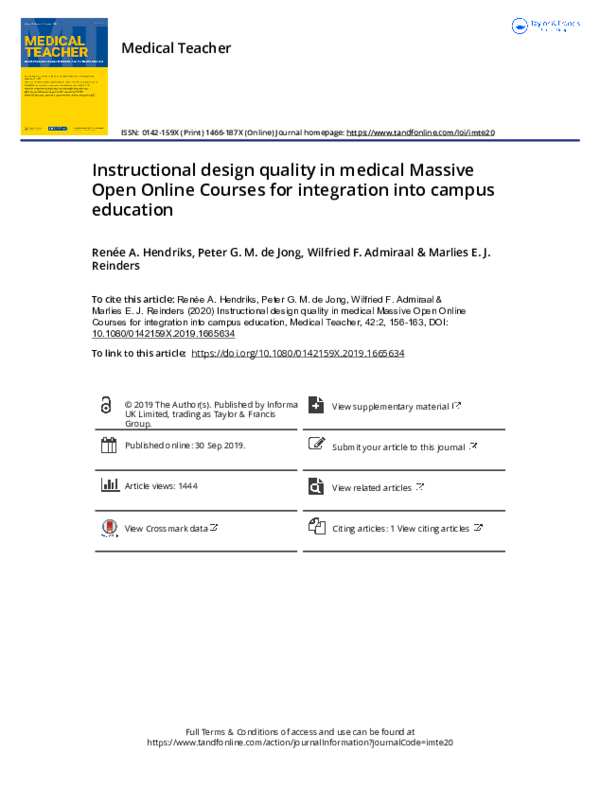 (PDF) Instructional design quality in medical Massive Open Online ...