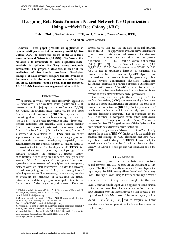 (PDF) Designing beta basis function neural network for optimization using particle swarm ...