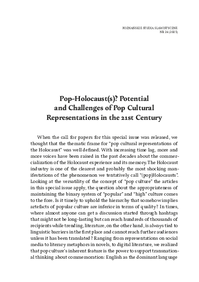 (PDF) Pop-Holocaust(s)? Potential and Challenges of Pop Cultural ...