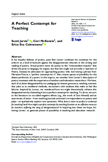 (PDF) A Perfect Contempt for Teaching