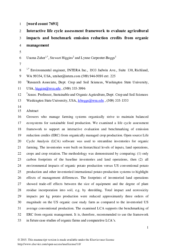 (PDF) Interactive life cycle assessment framework to evaluate ...