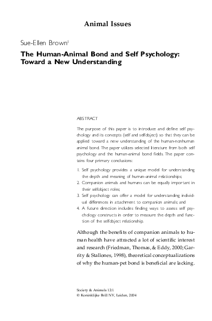 (PDF) The Human-Animal Bond and Self Psychology: Toward a New Understanding