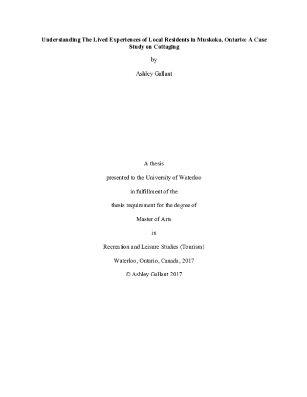 (PDF) Understanding The Lived Experiences of Local Residents in Muskoka ...