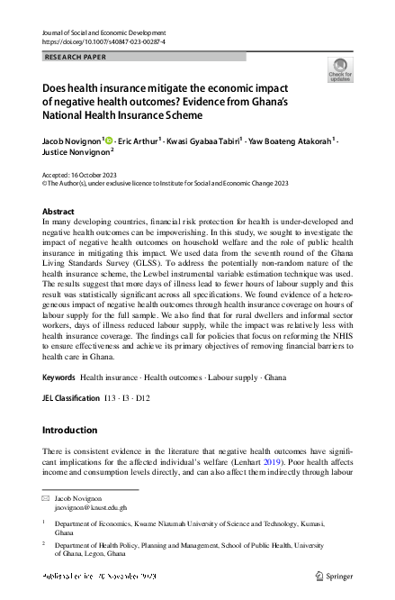 (PDF) Does health insurance mitigate the economic impact of negative ...