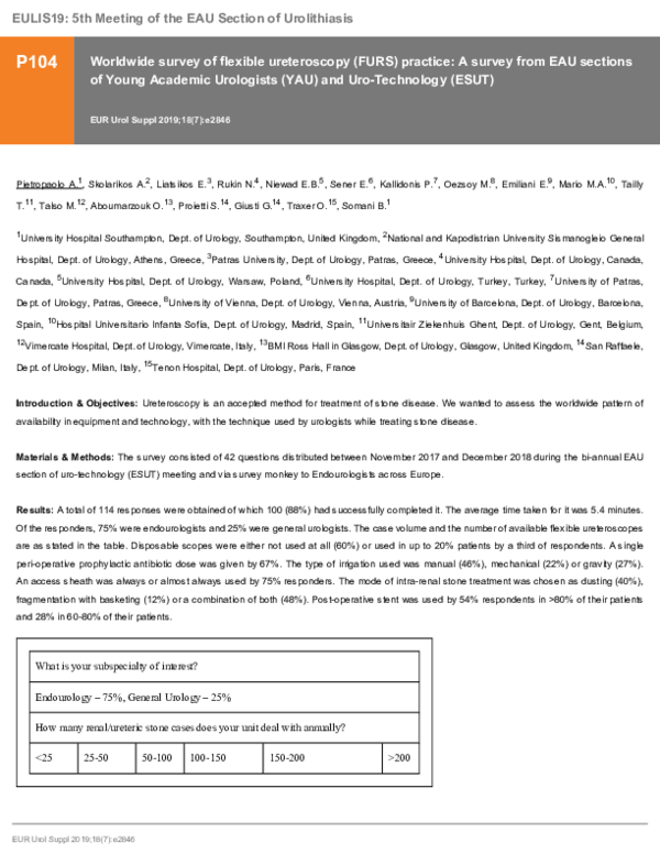 (PDF) Worldwide survey of flexible ureteroscopy (FURS) practice: A ...