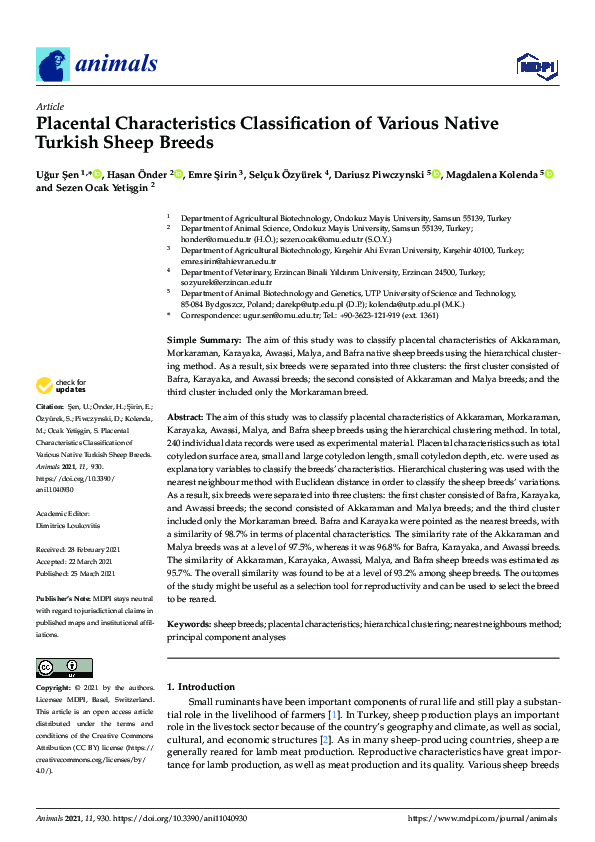 (PDF) Placental Characteristics Classification of Various Native ...