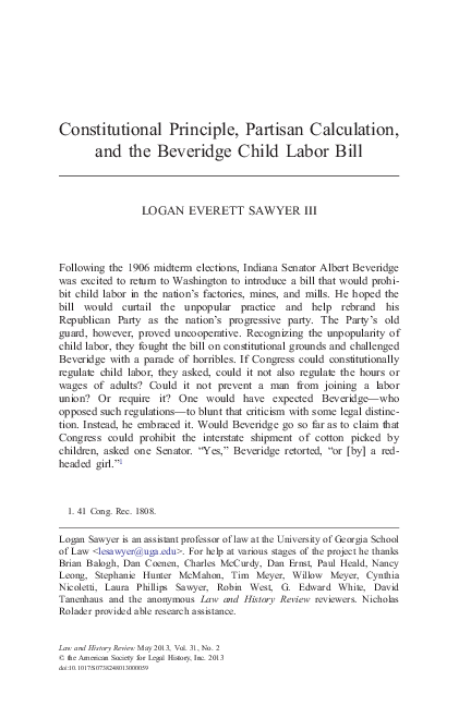 (PDF) Constitutional Principle, Partisan Calculation, and the Beveridge ...