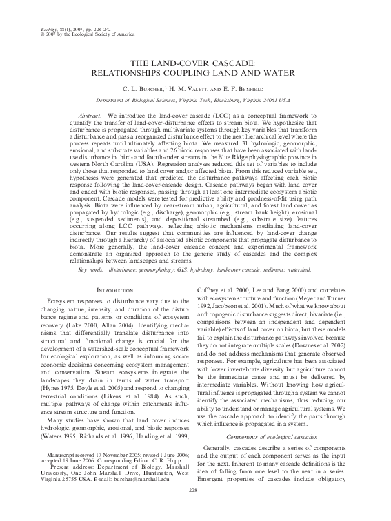 (PDF) The Land-Cover Cascade: Relationships Coupling Land and Water