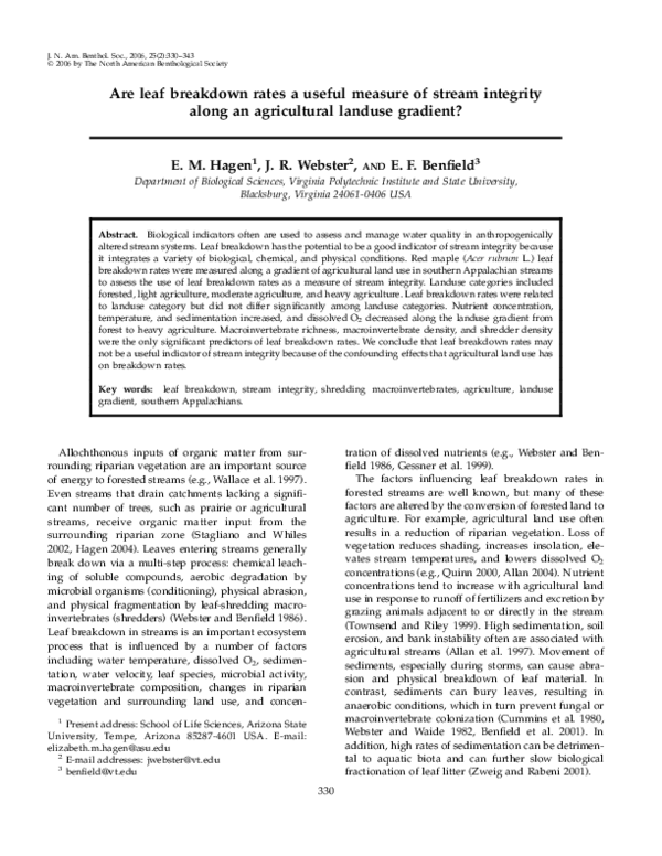 (PDF) Are leaf breakdown rates a useful measure of stream integrity ...