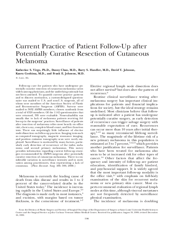 (PDF) Current Practice of Patient Follow-Up after Potentially Curative Resection of Cutaneous ...