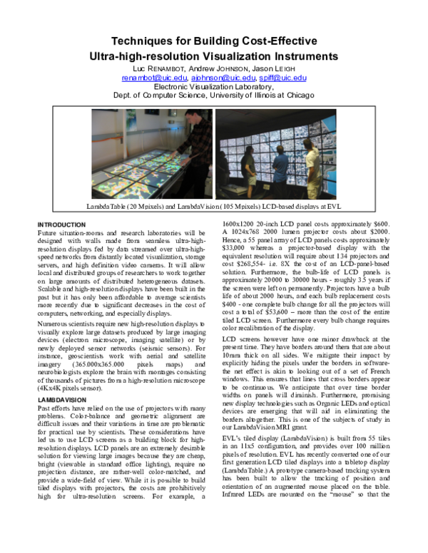 (PDF) Techniques for Building Cost-Effective Ultra-high-resolution