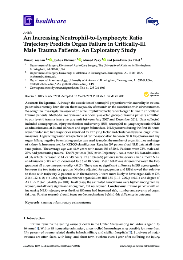 (PDF) An Increasing Neutrophil-to-Lymphocyte Ratio Trajectory Predicts ...