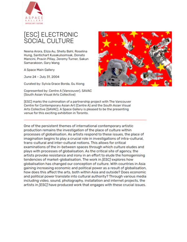(PDF) ESC - Electronic Social Culture, A Space Gallery Program Poster
