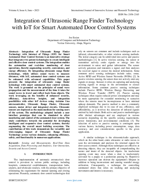 (PDF) Integration of Ultrasonic Range Finder Technology with IoT for ...
