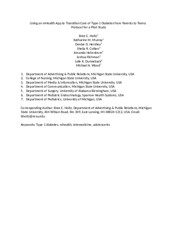 (PDF) Using an mHealth App to Transition Care of Type 1 Diabetes from ...