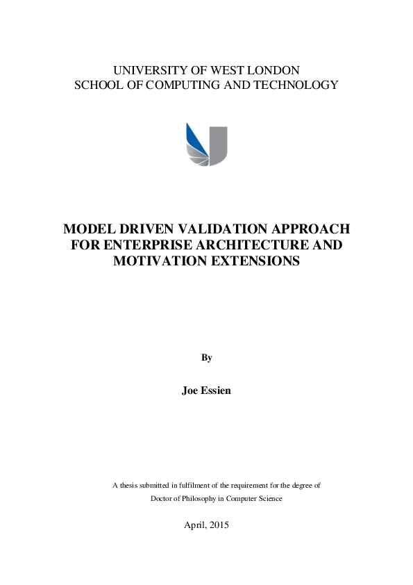 (PDF) Model driven validation approach for enterprise architecture and motivation extensions