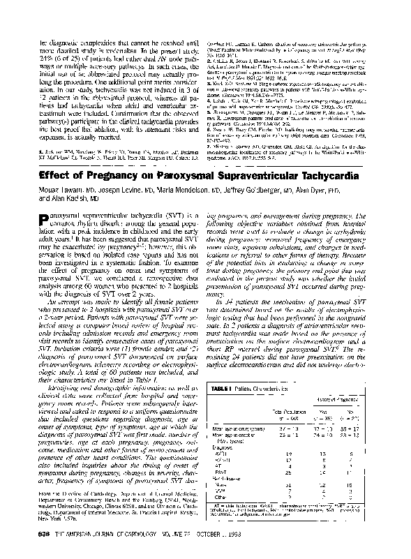 (PDF) Effect of pregnancy on paroxysmal supraventricular tachycardia ...