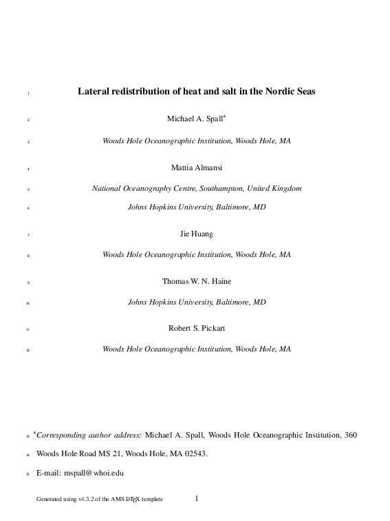 (PDF) Lateral redistribution of heat and salt in the Nordic Seas