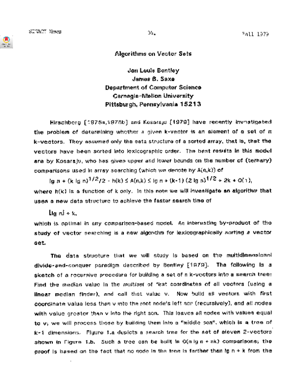 (PDF) Algorithms on vector sets