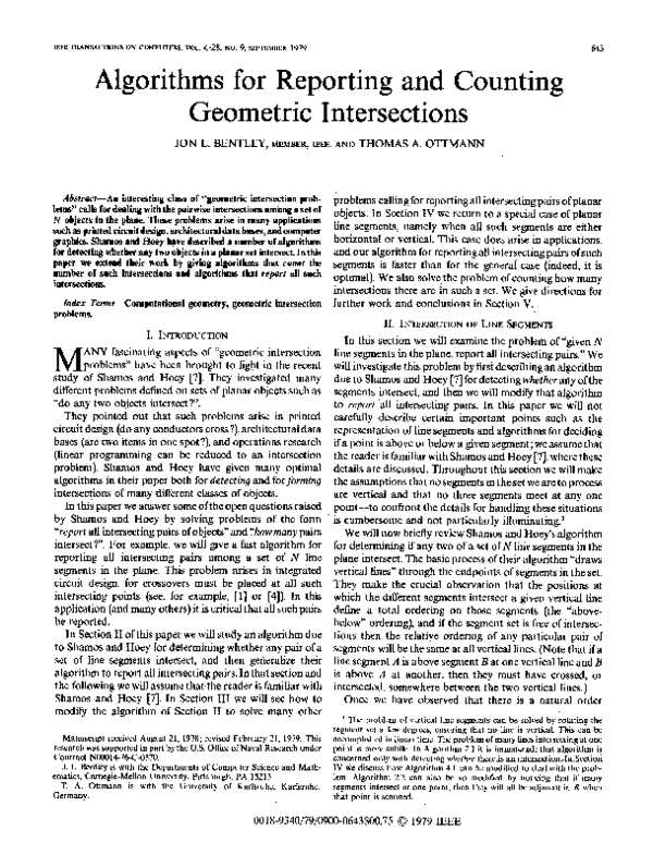 (PDF) Algorithms for Reporting and Counting Geometric Intersections