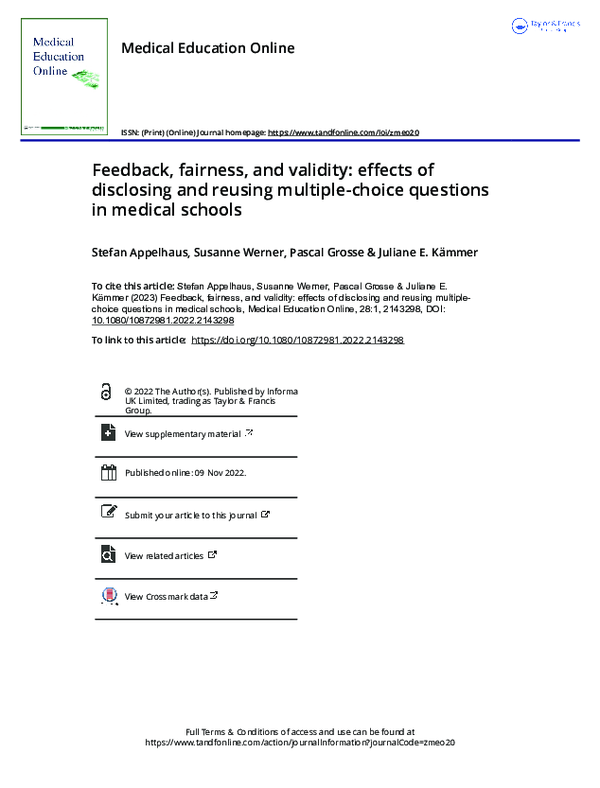 (PDF) Feedback, fairness, and validity: effects of disclosing and ...