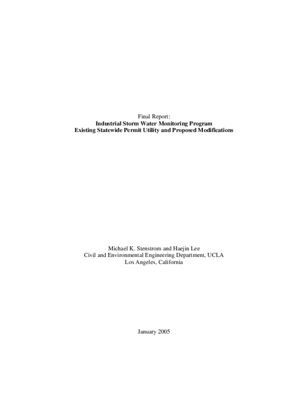 (PDF) Final Report Industrial Storm Water Monitoring Program Existing ...