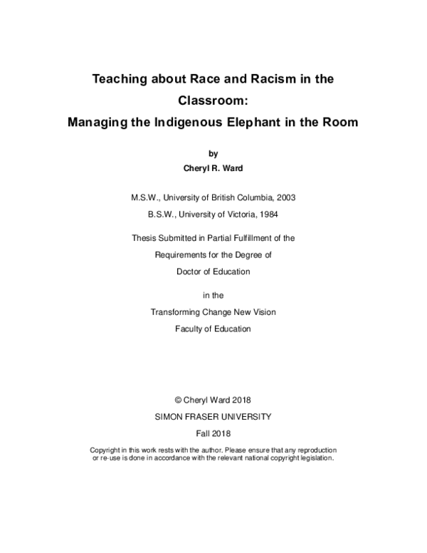 (PDF) Teaching about race and racism in the classroom: Managing the ...