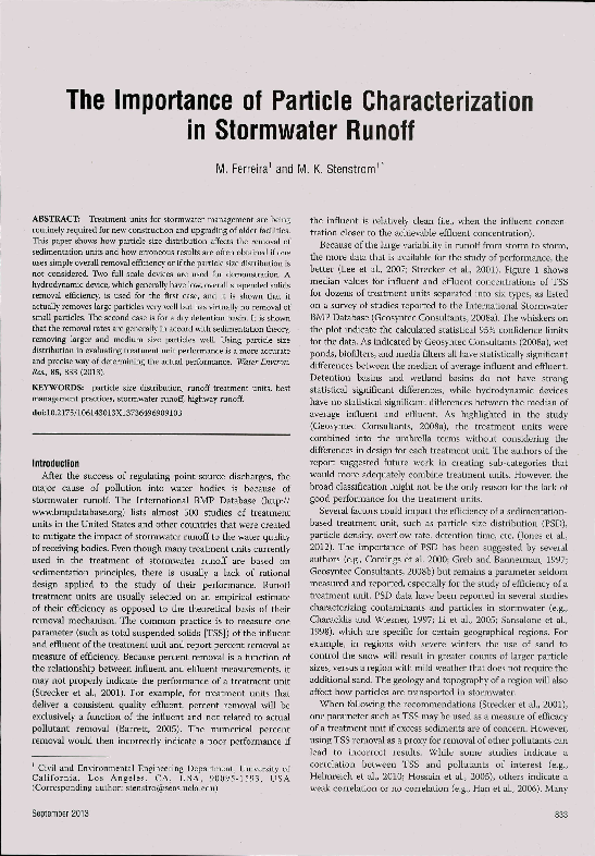 (PDF) The Importance of Particle Characterization in Stormwater Runoff