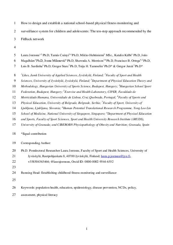 (PDF) How to design and establish a national school-based physical fitness monitoring and ...