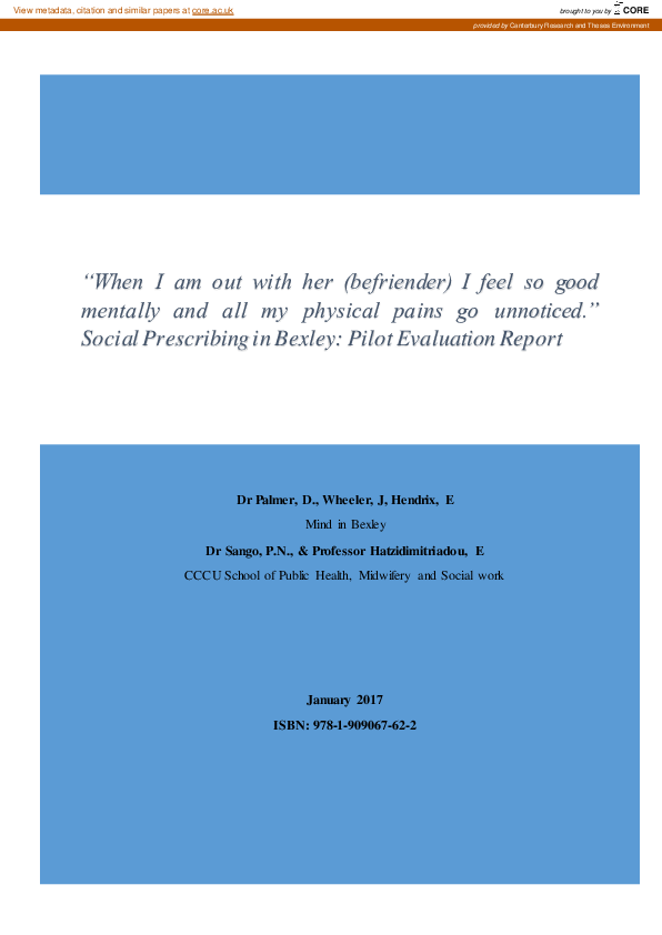 (PDF) “When I am out with her (befriender) I feel so good mentally and ...