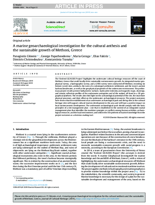 (PDF) A marine geoarchaeological investigation for the cultural ...