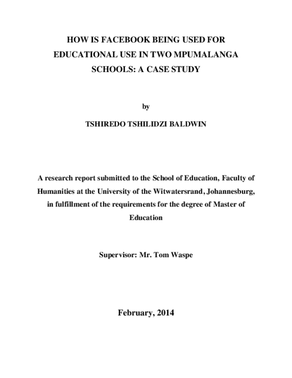 (PDF) How is Facebook Being Used for Educational Use in Two Mpumalanga ...