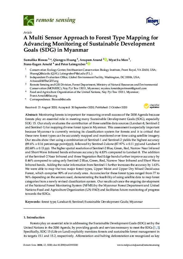 (PDF) A Multi Sensor Approach to Forest Type Mapping for Advancing ...