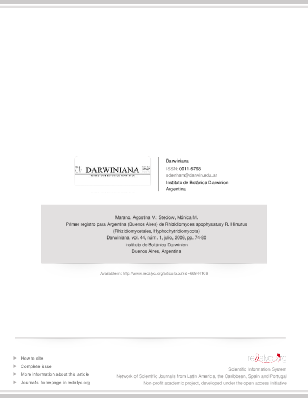 (PDF) Primer registro para Argentina (Buenos Aires) de Rhizidiomyces ...