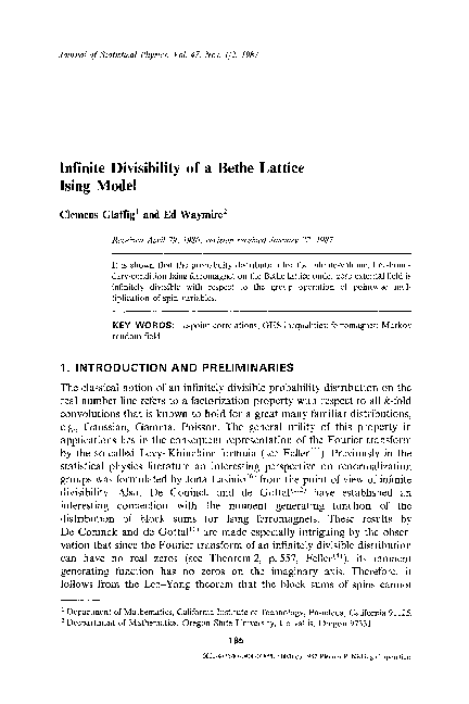 (PDF) Infinite divisibility of a bethe lattice ising model | Clemens Glaffig - Academia.edu