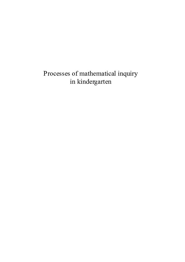 (PDF) Processes of mathematical inquiry in kindergarten | Svanhild ...