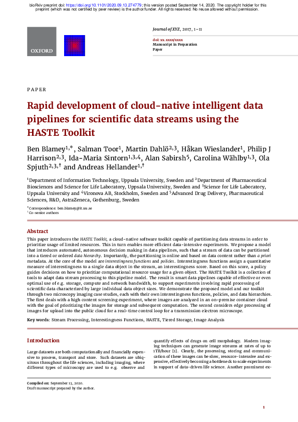 (PDF) Rapid development of cloud-native intelligent data pipelines for scientific data streams ...