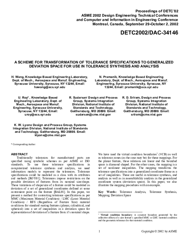 (PDF) A scheme for transformation of tolerance specifications to ...