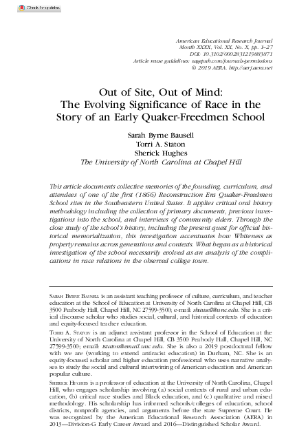 (PDF) Out of Site, Out of Mind: The Evolving Significance of Race in ...