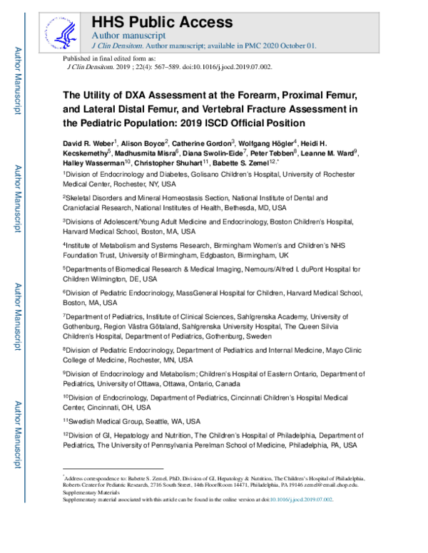 (PDF) The Utility of DXA Assessment at the Forearm, Proximal Femur, and ...