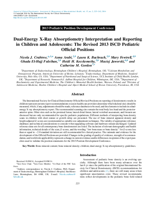 (PDF) Dual-Energy X-Ray Absorptiometry Interpretation and Reporting in Children and Adolescents ...