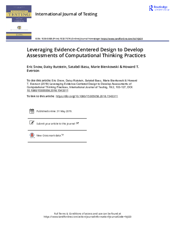 (PDF) Leveraging Evidence-Centered Design to Develop Assessments of Computational Thinking Practices