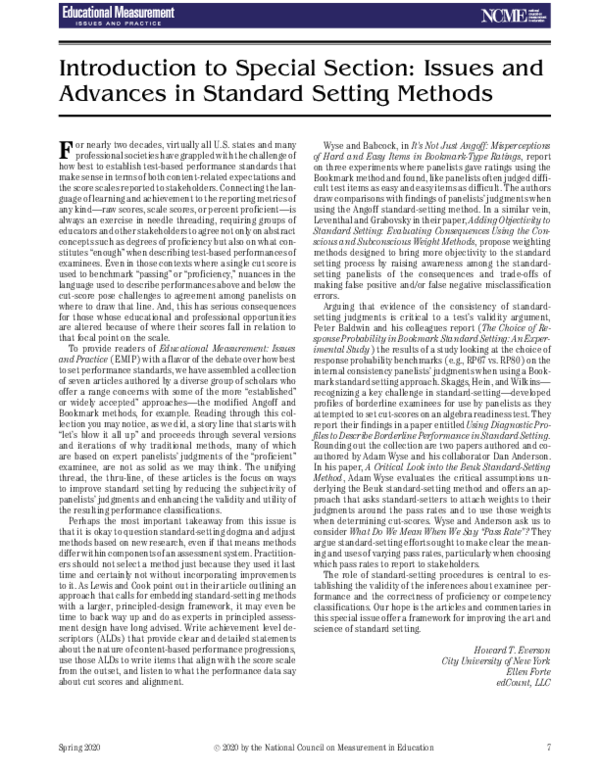 (PDF) Introduction to Special Section: Issues and Advances in Standard ...