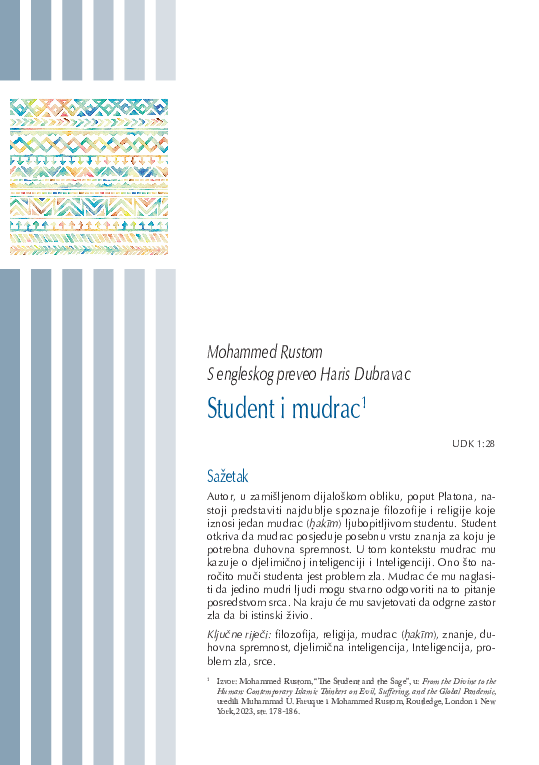 (PDF) Mohammed Rustom – “Student i mudrac” (“The Student and the Sage”)