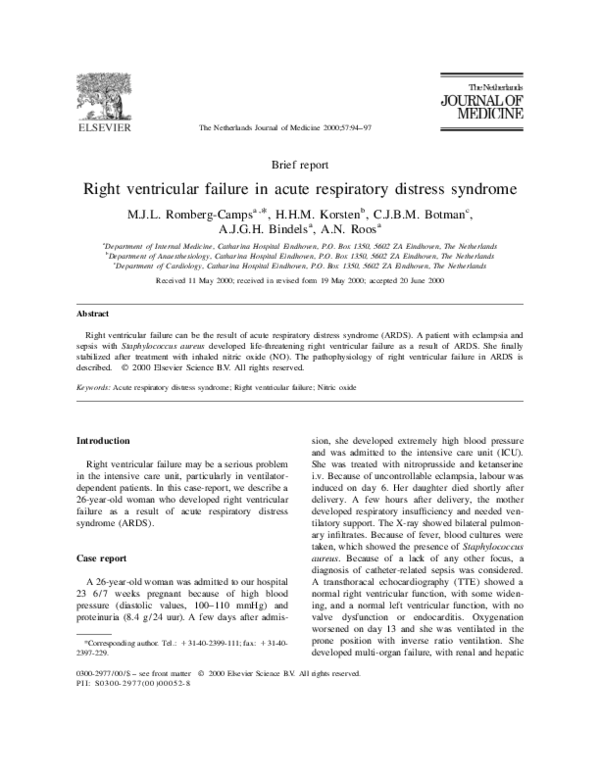 (PDF) Right ventricular failure in acute respiratory distress syndrome