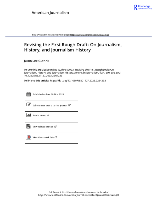 (PDF) Revising the First Rough Draft: On Journalism, History, and ...
