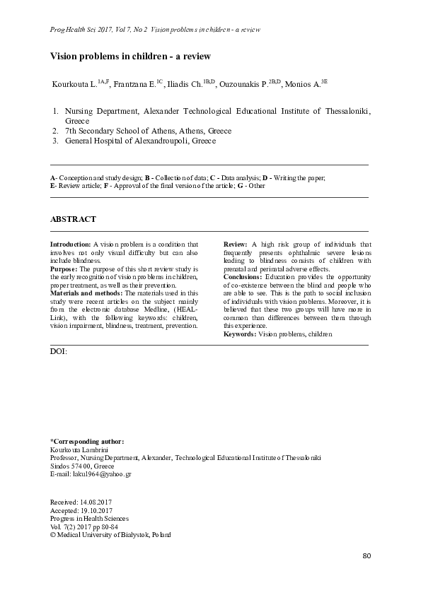 (PDF) Vision problems in children - a review