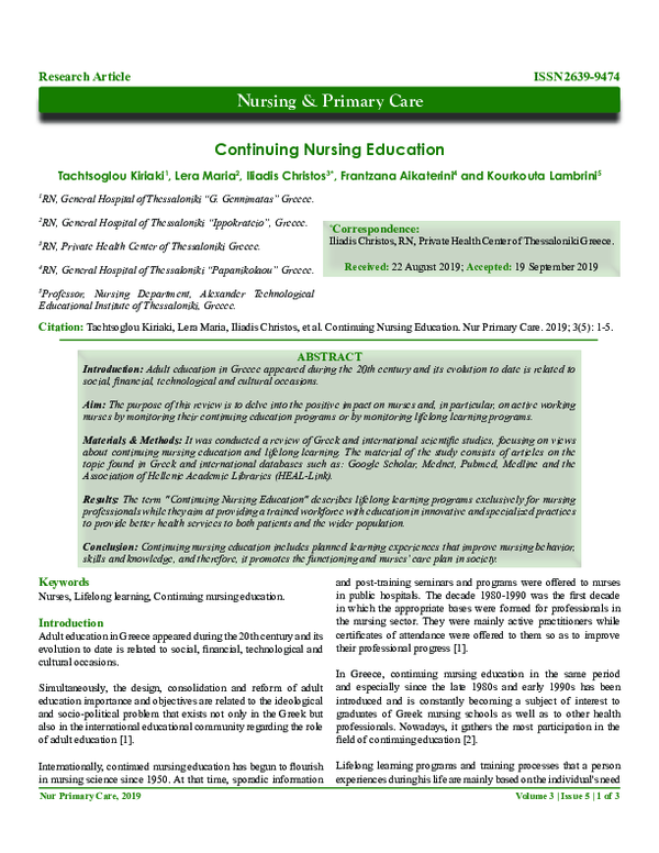 (PDF) Continuing Nursing Education