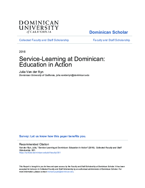 (PDF) Service-Learning at Dominican: Education in Action